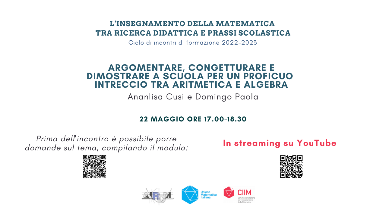 Webinar L’insegnamento della matematica tra ricerca didattica e prassi ...